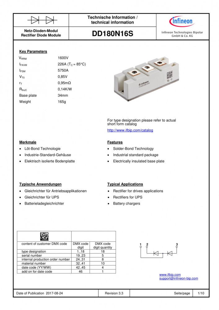 DD180N16S technical document page 1