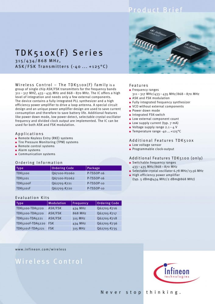 TDK5101F technical document page 1