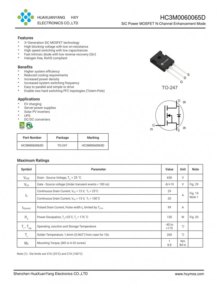 HC3M0060065D datasheet page 1
