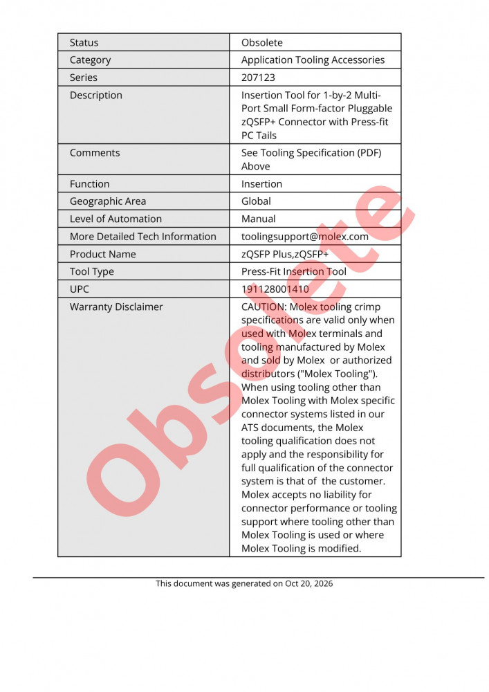 MOLEX 2002140100 tooling document, page 2