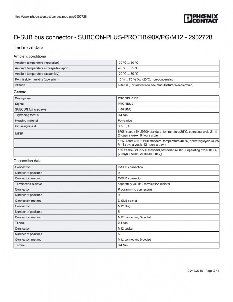 Phoenix Contact 2902728 product documentation page 2