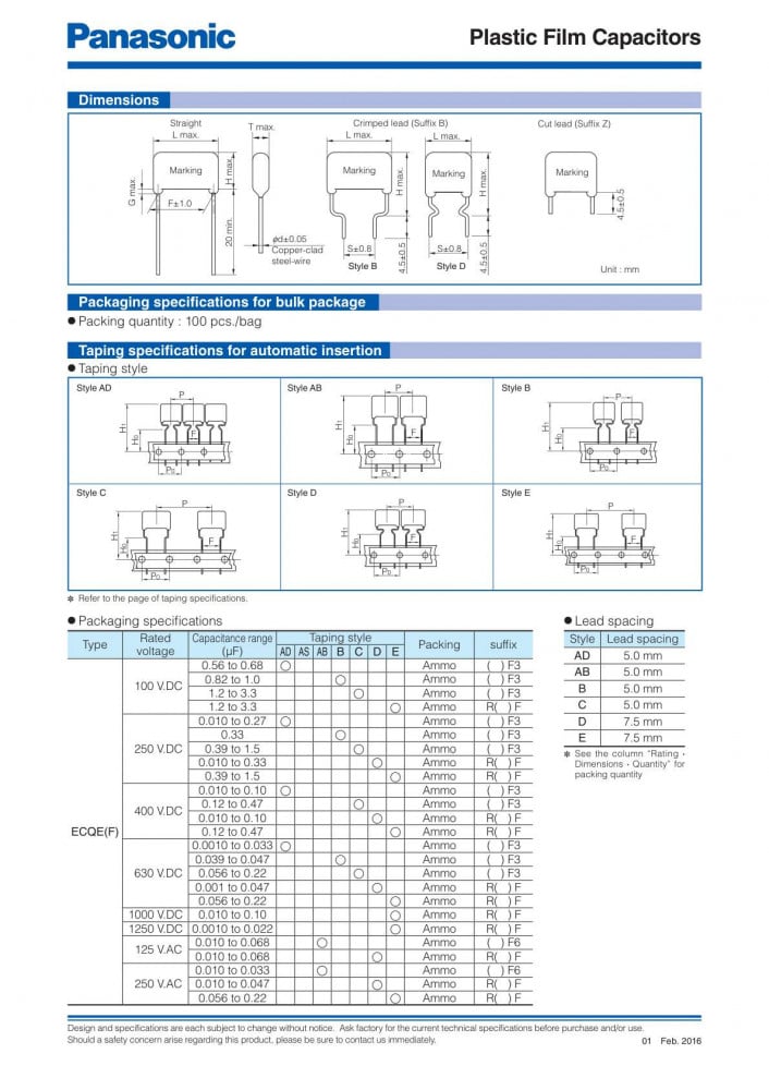 ECQE(F) datasheet page 2