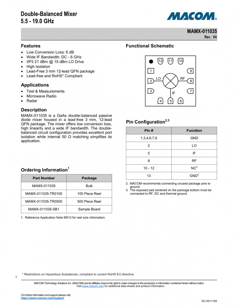 MAMX-011035 datasheet page 1