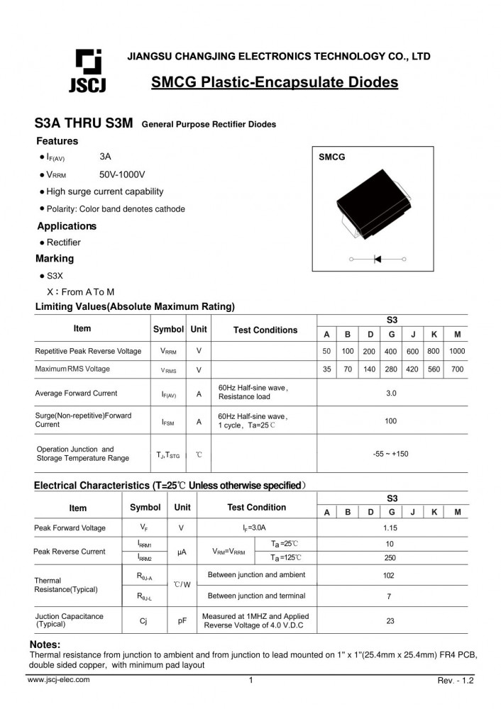 JSCJ S3M SMCG datasheet page 1