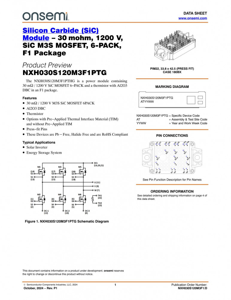 NXH030S120M3F1PTG datasheet page 1