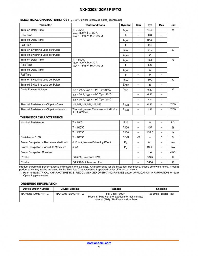 NXH030S120M3F1PTG datasheet page 4