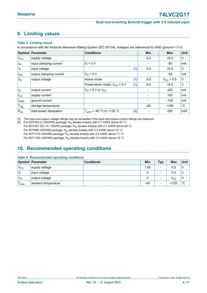 74LVC2G17GM,115 datasheet page 4