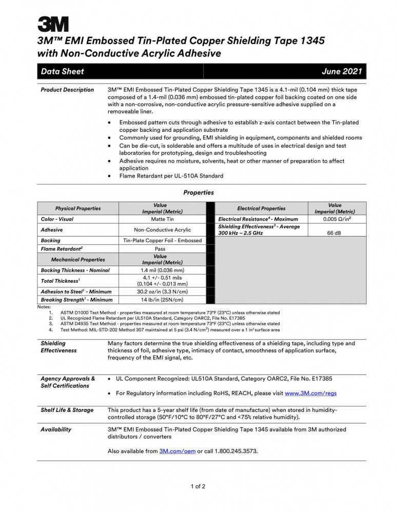 3M 1345 datasheet page 1