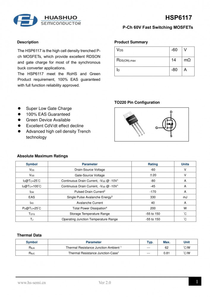 HSP6117 datasheet page 1