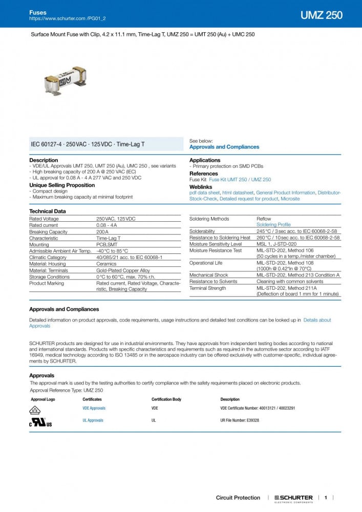 SCHURTER 3404.2419.11 datasheet page 1