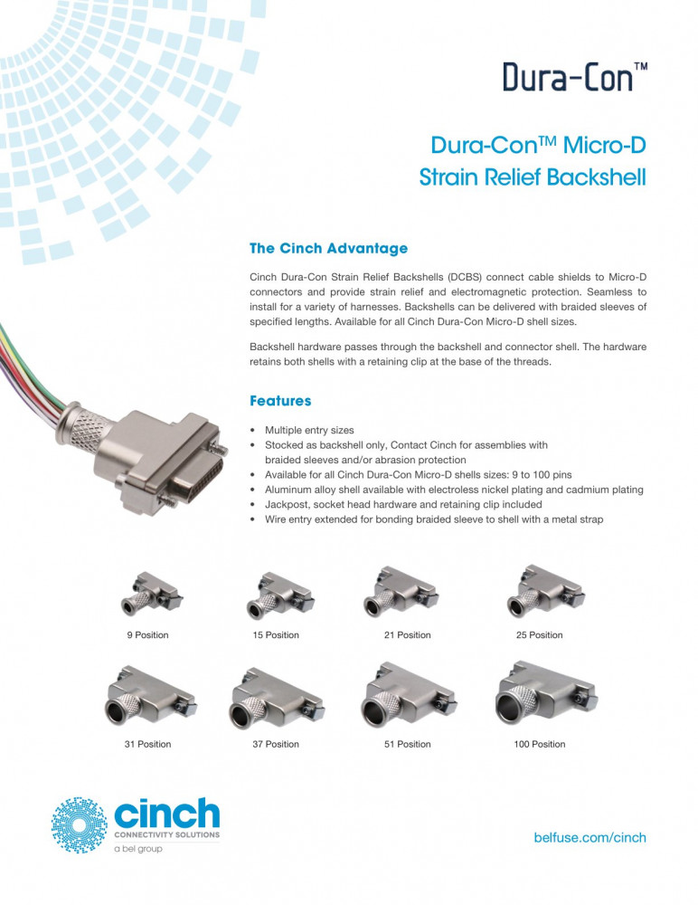 CINCH Dura-Con Micro-D backshell product information