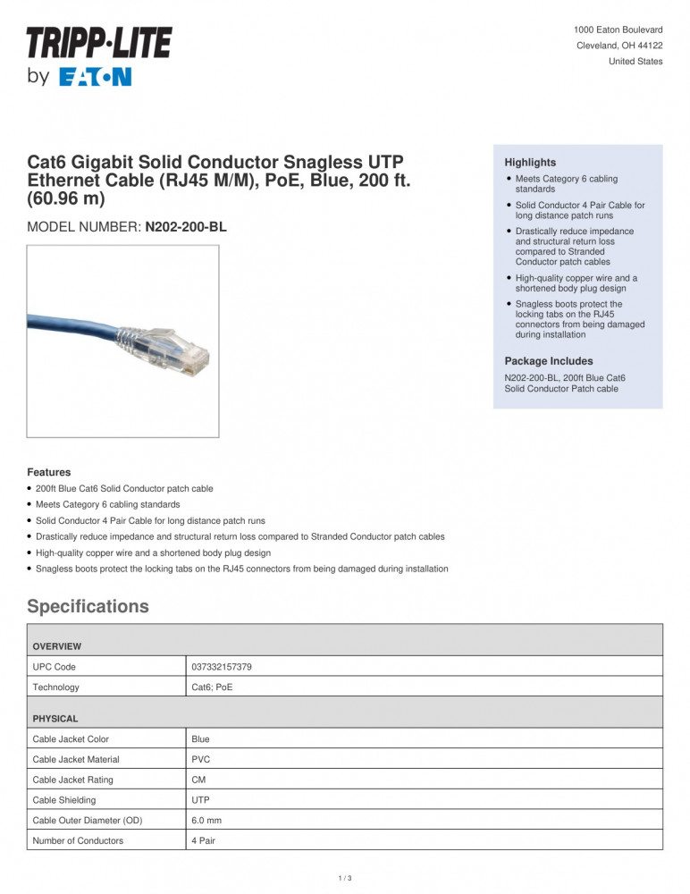 N202-200-BL technical document page 1