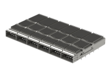 QSFP-DD Cage Assembly, 1-by-6, PCI Fin Heat Sink, Spring Fingers, One Rear Leg, with Press-Fit Pins, Robust for sale