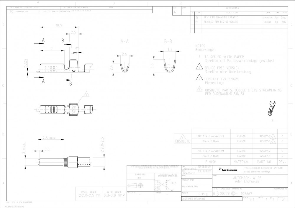 TE Connectivity 925667-1 AMP 1470-19 drawing preview
