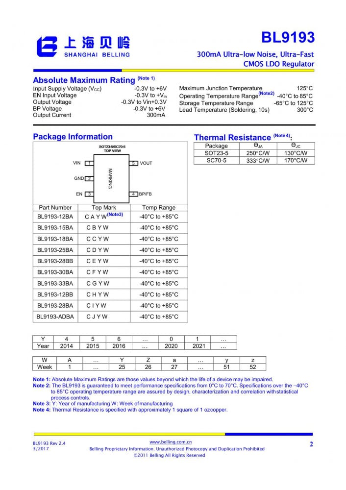 BL9193 datasheet page 2