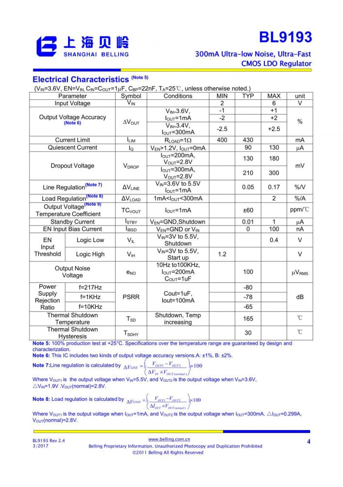 BL9193 datasheet page 4