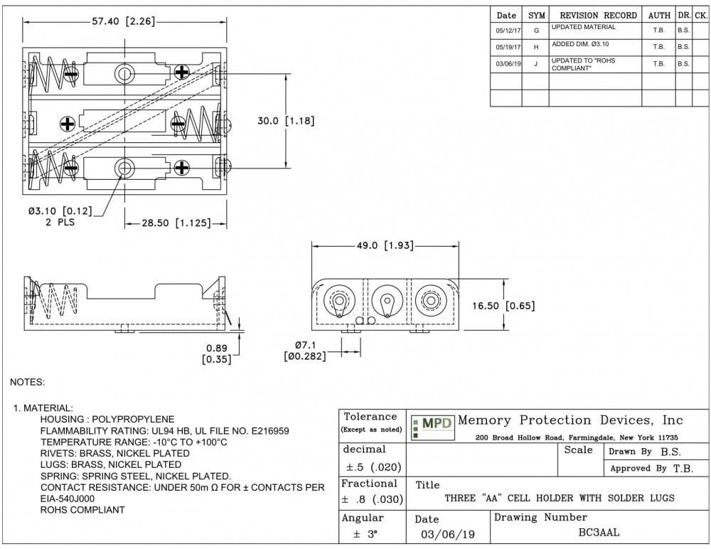 MPD BC3AAL technical drawing page