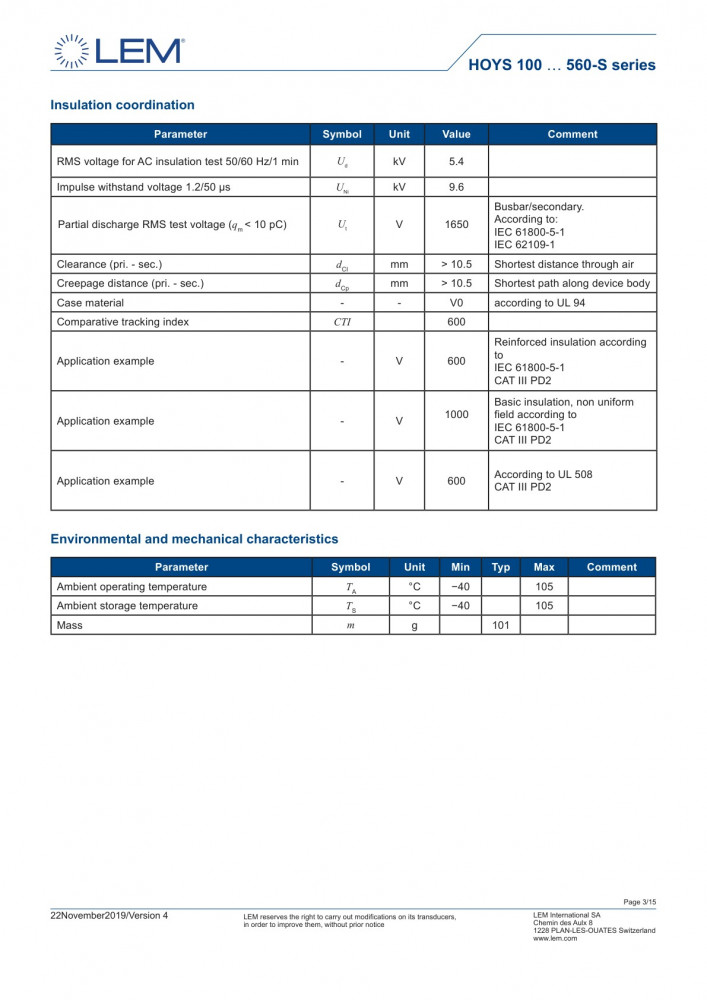 HOYS-S datasheet page 3