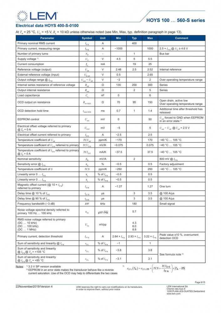 HOYS-S datasheet page 6