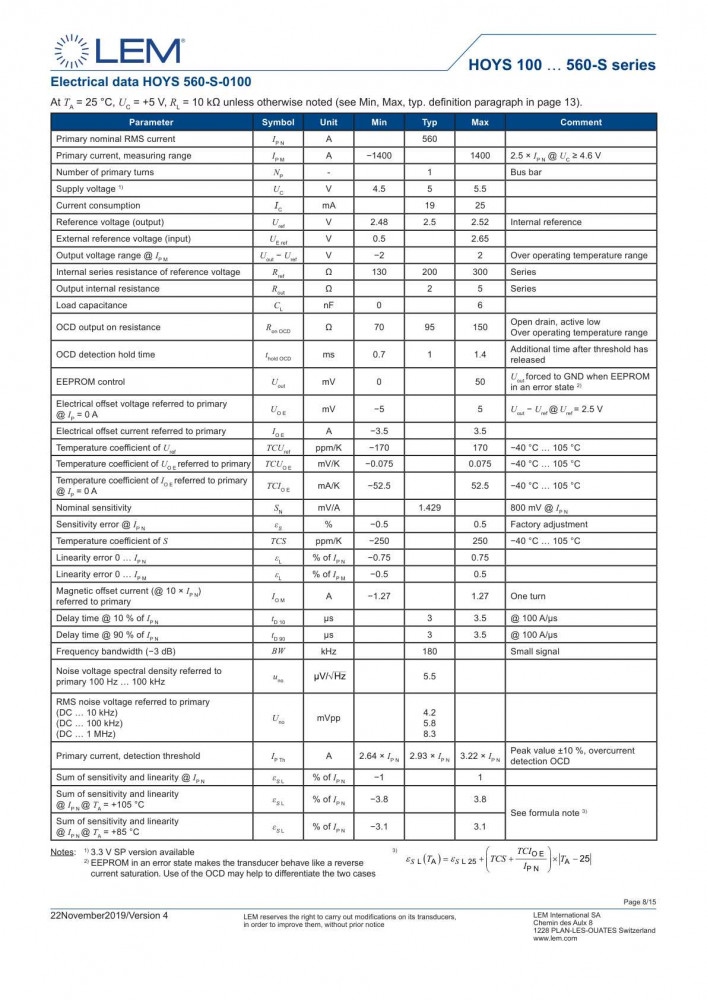 HOYS-S datasheet page 8
