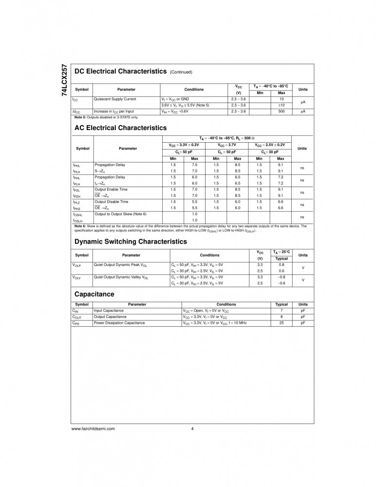 74LCX257 datasheet page 5