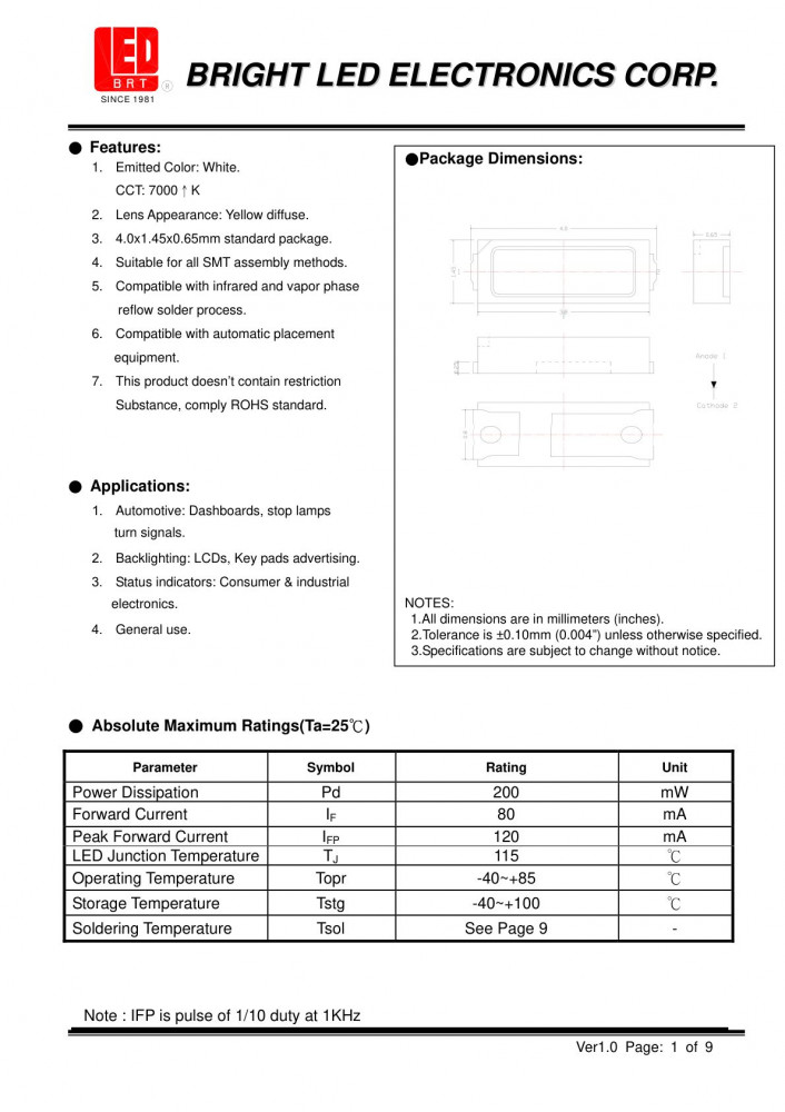 BL-4014C10-16 datasheet page 1
