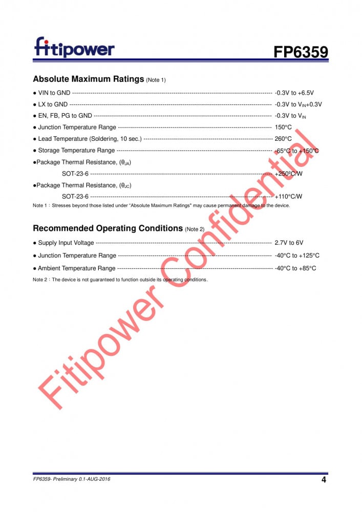 FP6359S6 datasheet page 4