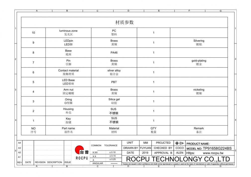 TP91658G224BS material and assembly page