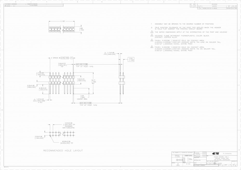 TE Connectivity 4-146490-0 controlled drawing page 1