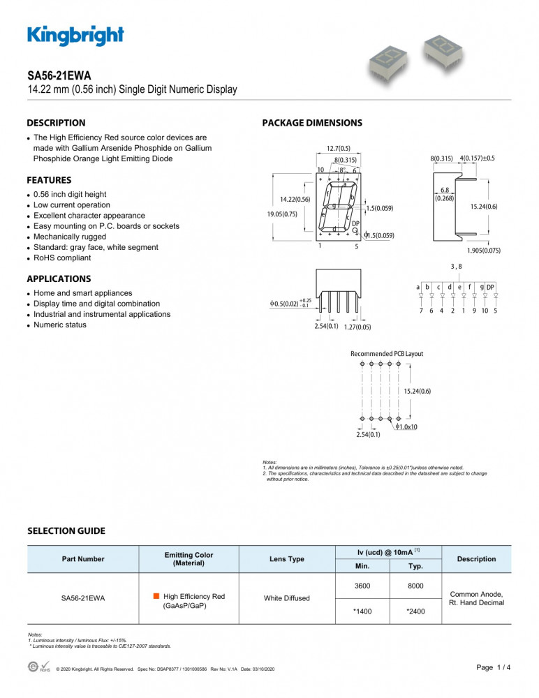 SA56-21EWA datasheet page 1