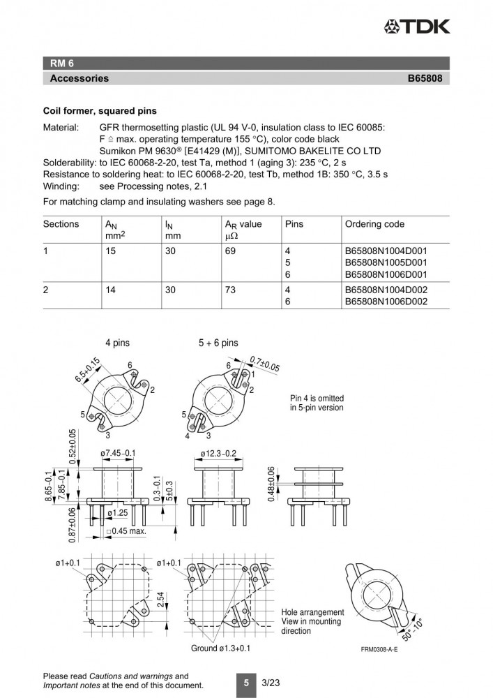 RM 6 ferrite cores and accessories catalog, page 5