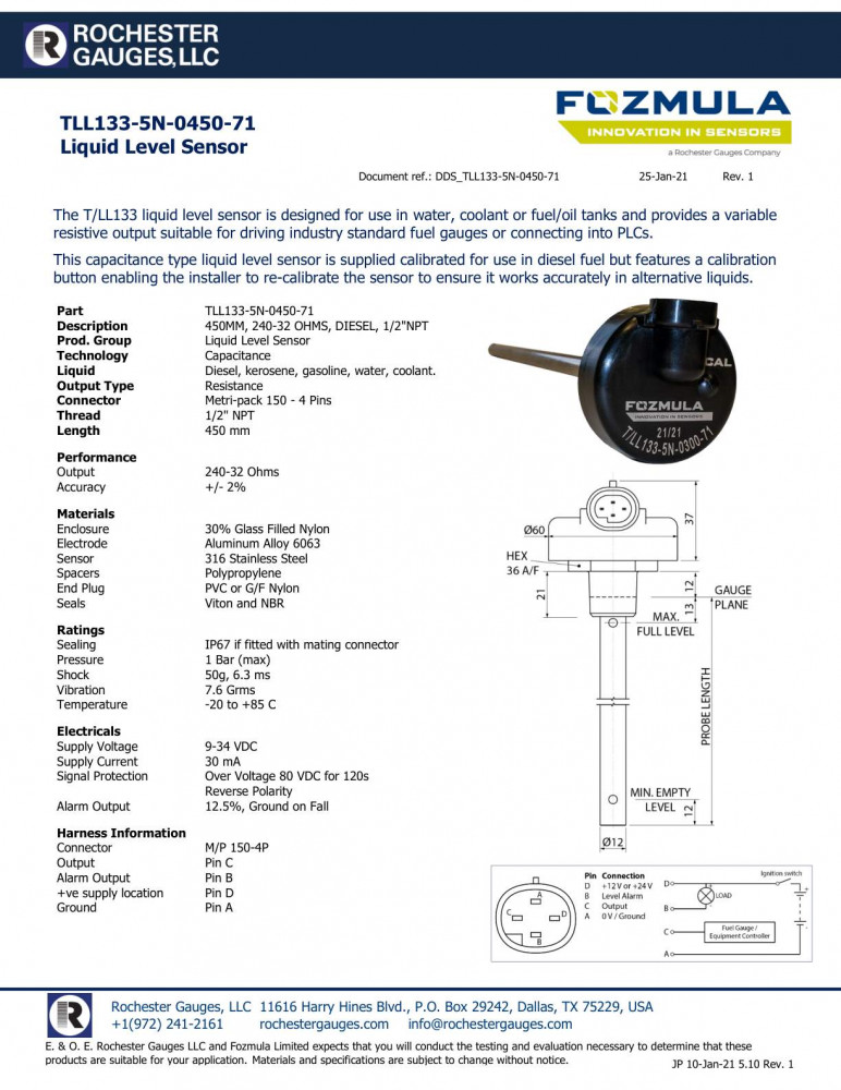 TLL133-5N-0450-71 technical document page 1