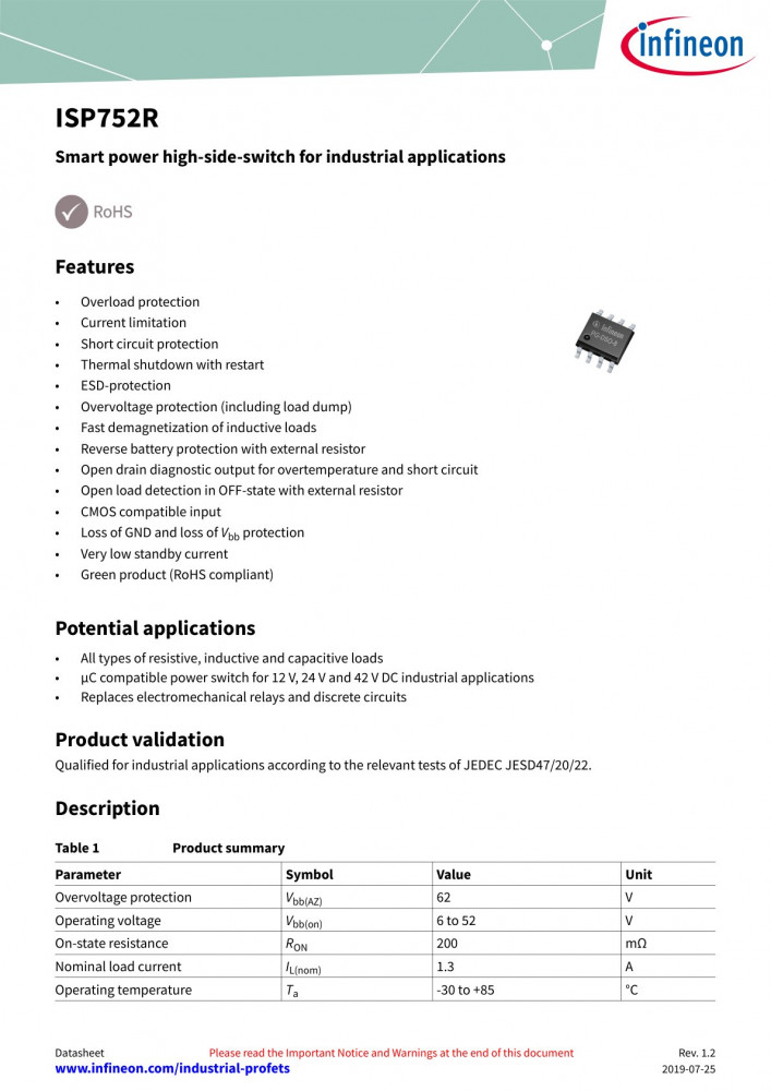 ISP752R datasheet page 1