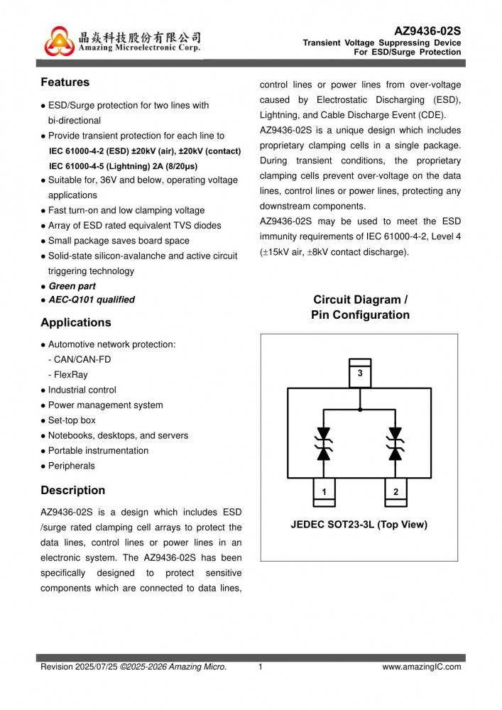 AZ9436-02S datasheet page 1