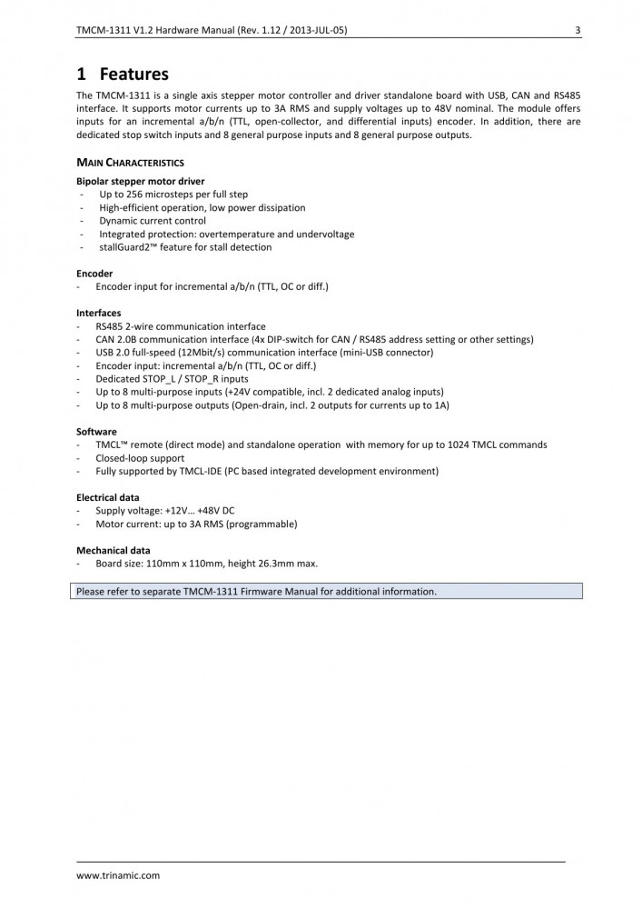 TMCM-1311 document preview, page 3