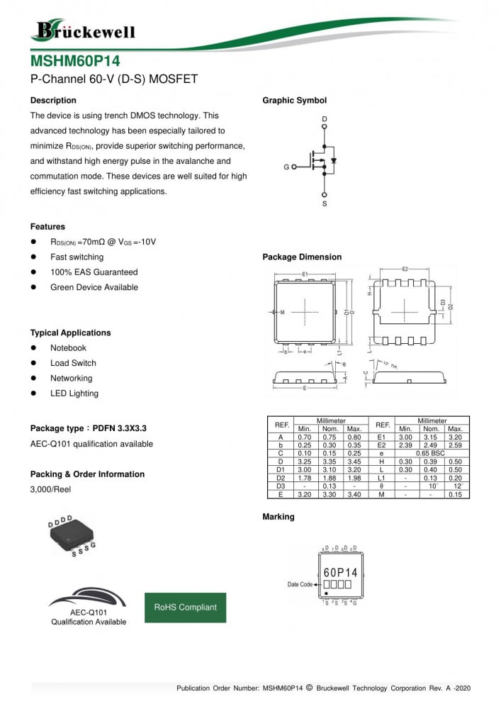 MSHM60P14 datasheet page 1