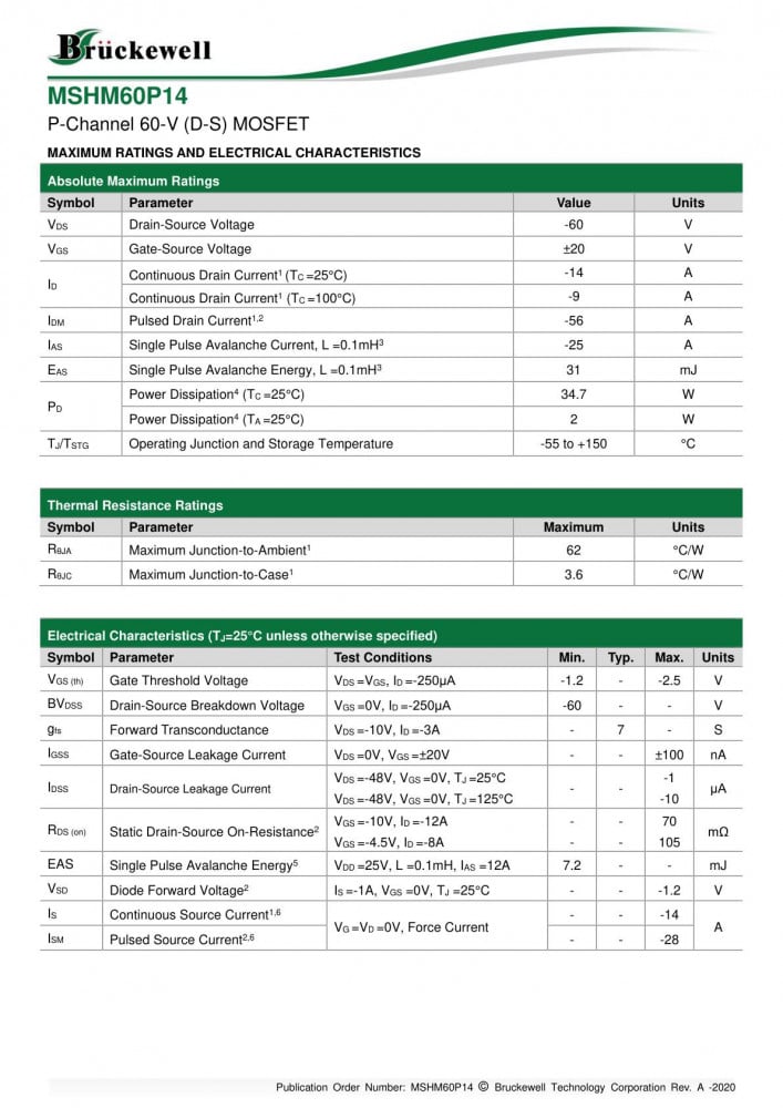 MSHM60P14 datasheet page 2