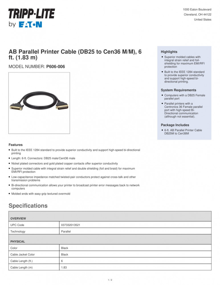P606-006 technical document page 1