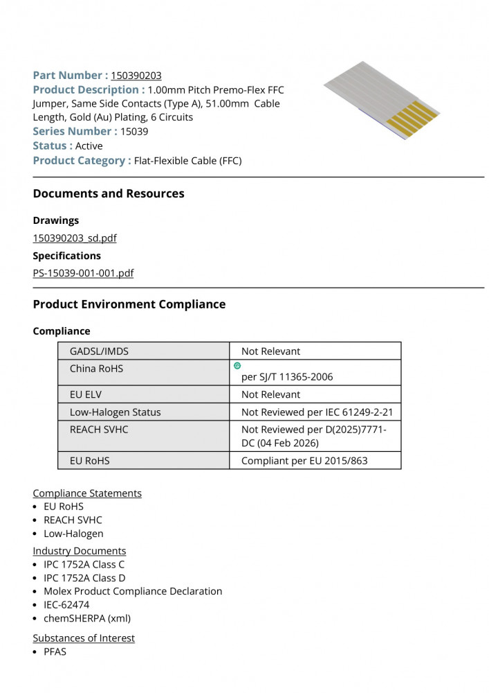 FFC family specification, page 1
