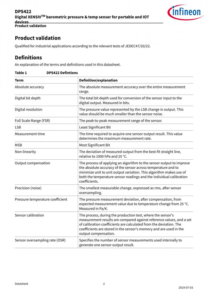 DPS422 datasheet page 2