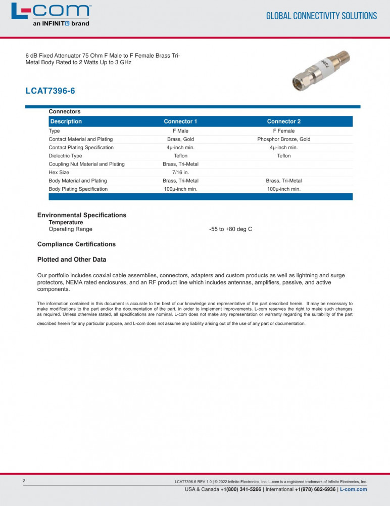 LCAT7396-6 technical datasheet page 2