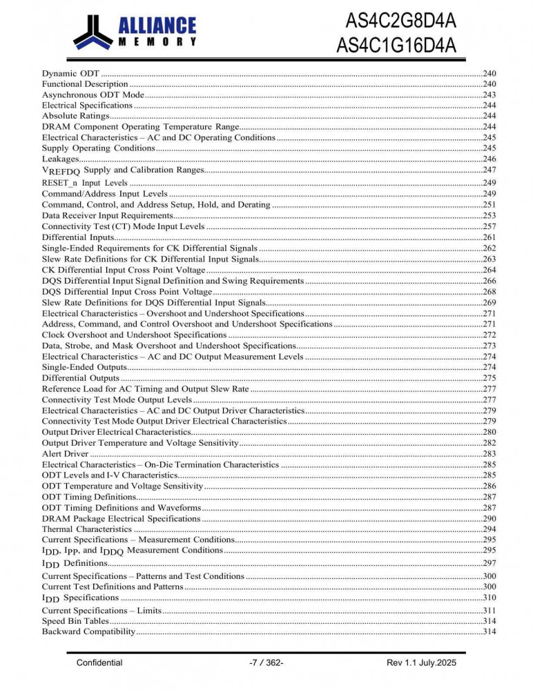 AS4C1G16D4A-62BCN document preview, page 7
