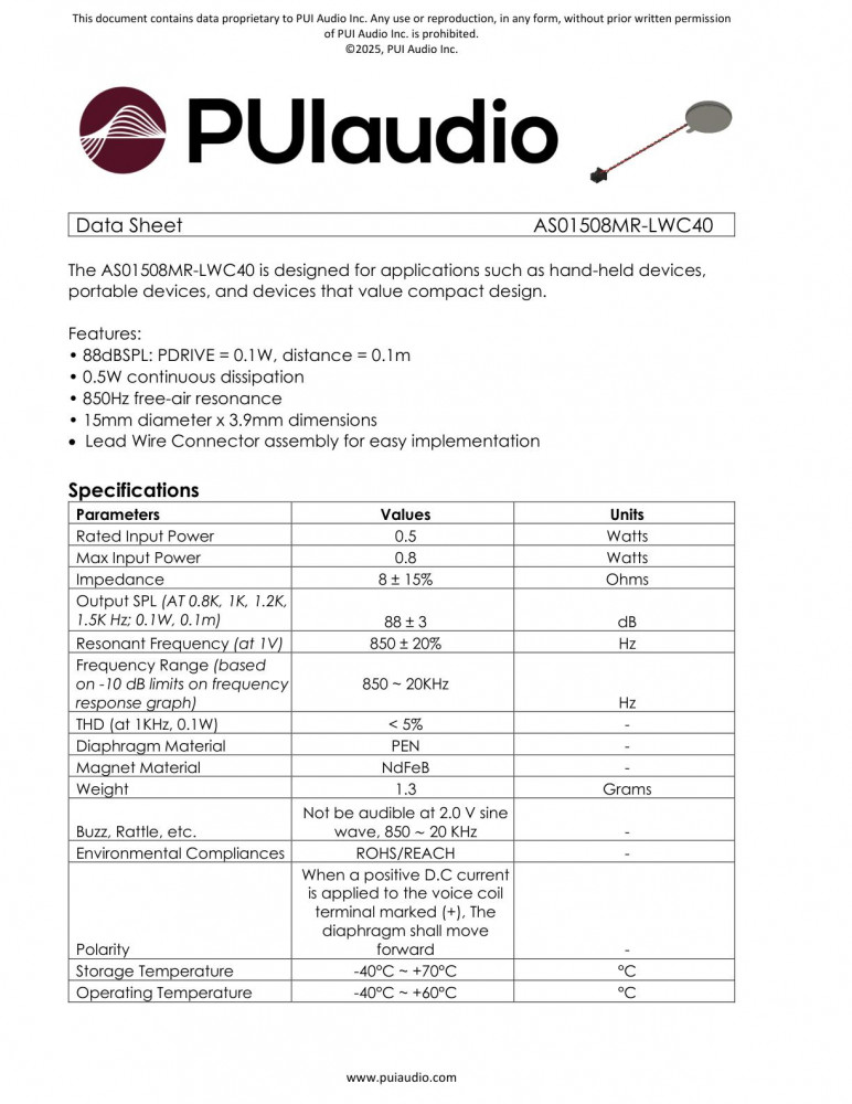 AS01508MR-LWC40 datasheet page 1