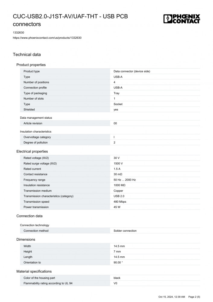 Phoenix Contact 1332630 technical document page 2