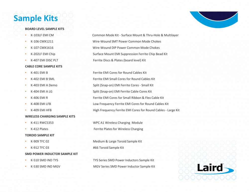Product document image associated with the K-404 EMI A LG sample kit