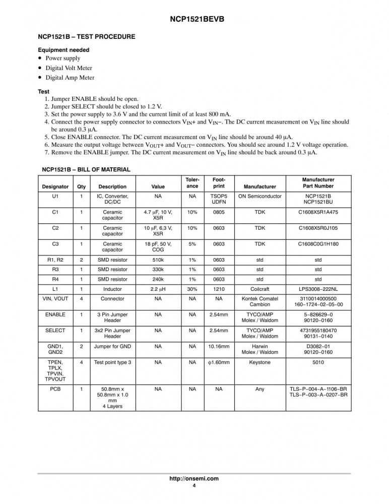 NCP1521BEVB document page 4