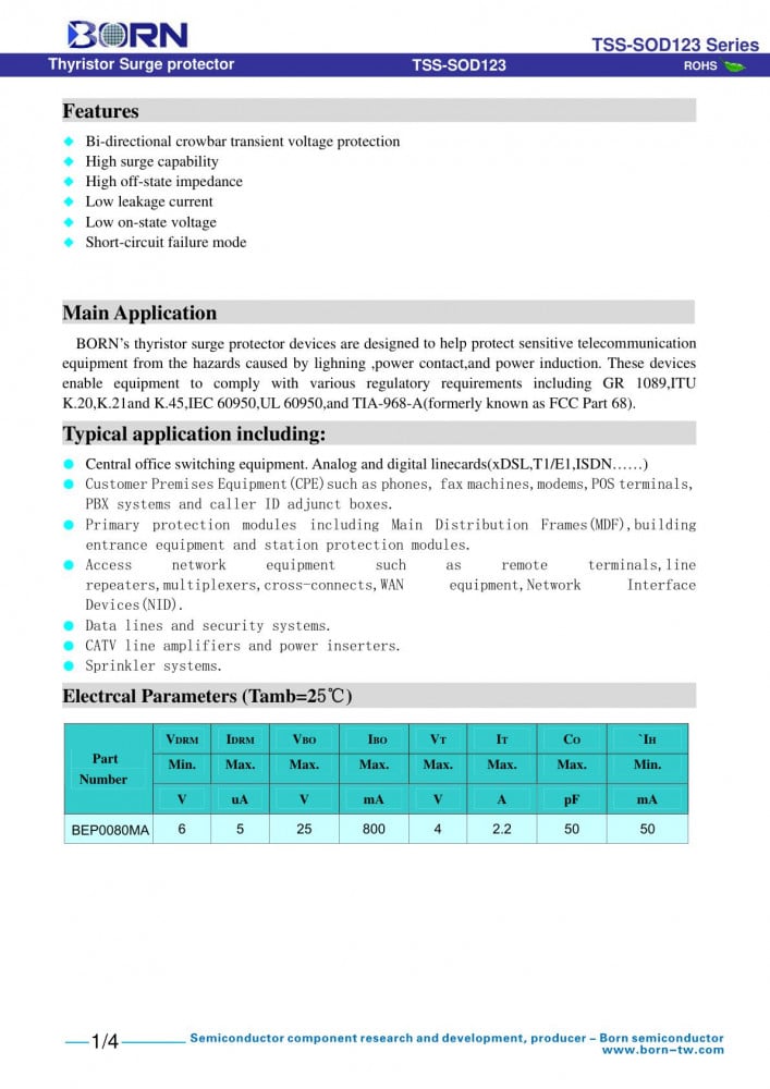 BEP0080MA datasheet page 1