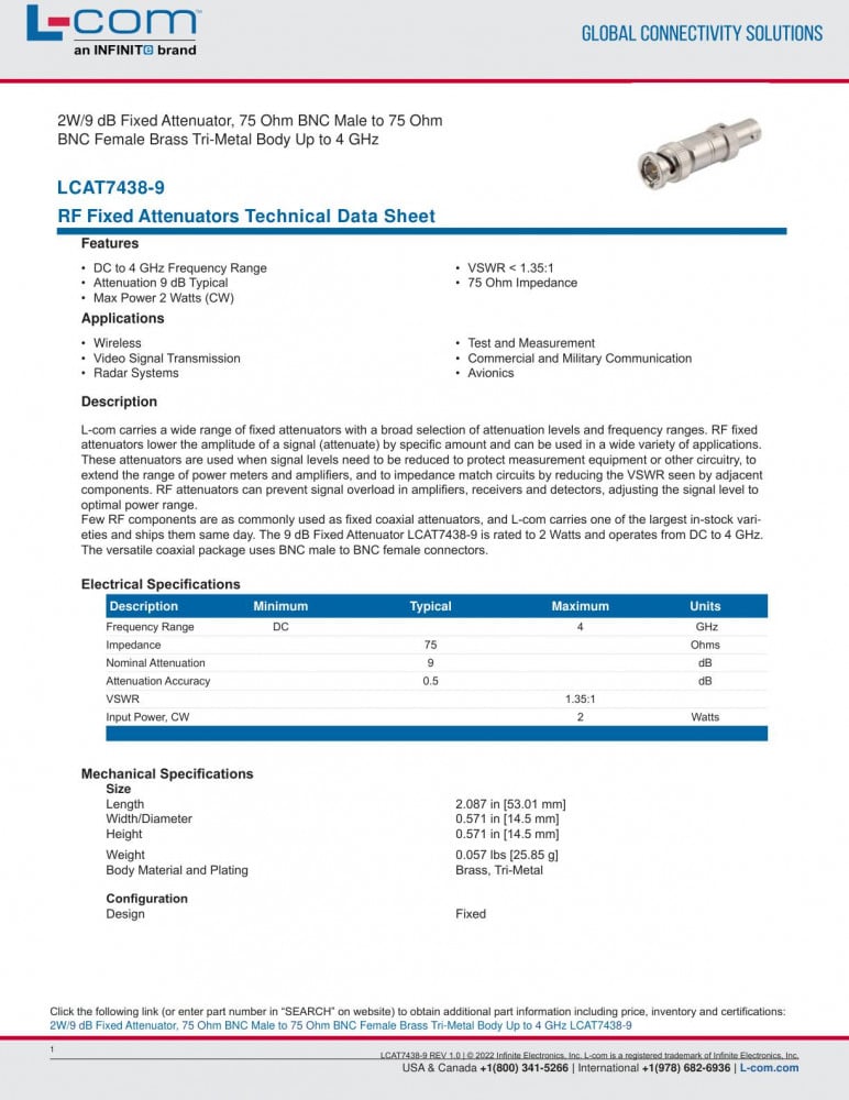 LCAT7438-9 technical document page 1