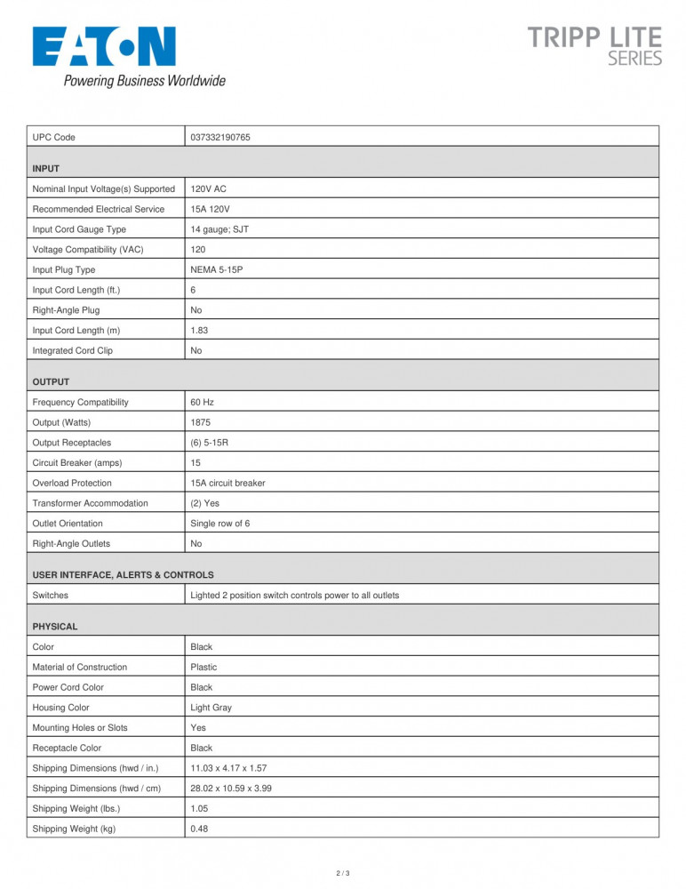 PS66B product document, page 2