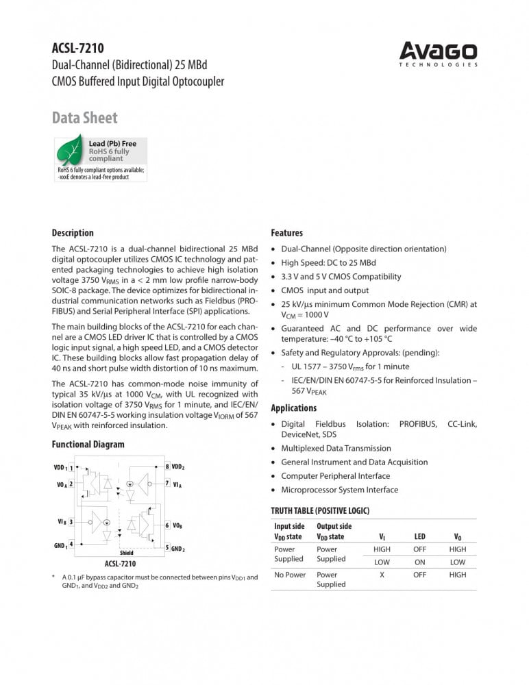 ACSL-7210 datasheet page 1